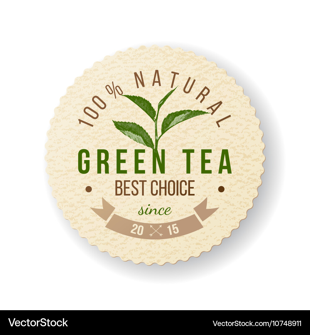Green tea label Royalty Free Vector Image - VectorStock