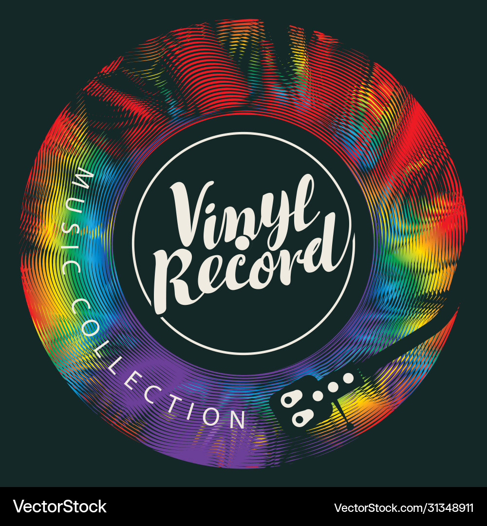 Music poster with vinyl record and player Vector Image