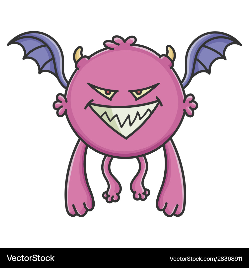 Purple Cartoon Bat Monster Royalty Free Vector Image