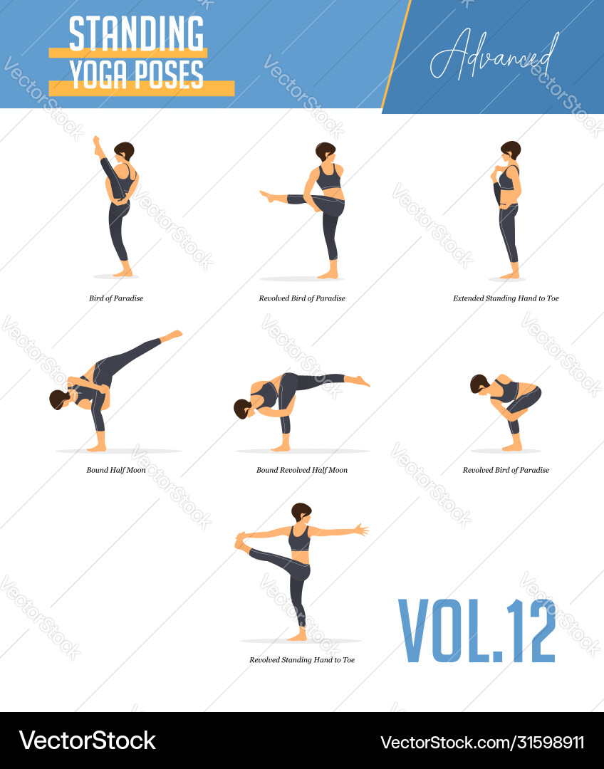 Yoga Balance & Standing Poses Royalty Free Vector Image
