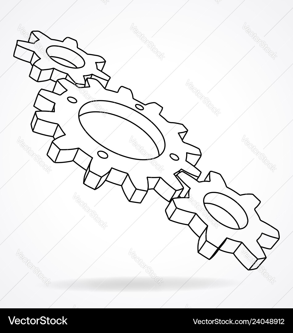 3d three meshing gears icon logo Royalty Free Vector Image