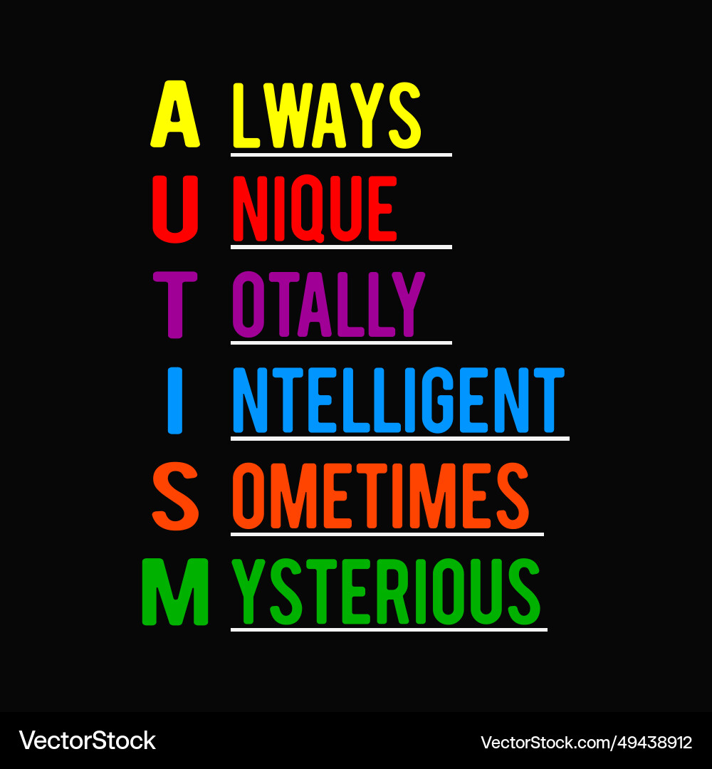 Autism awareness acronym and puzzle piece Vector Image