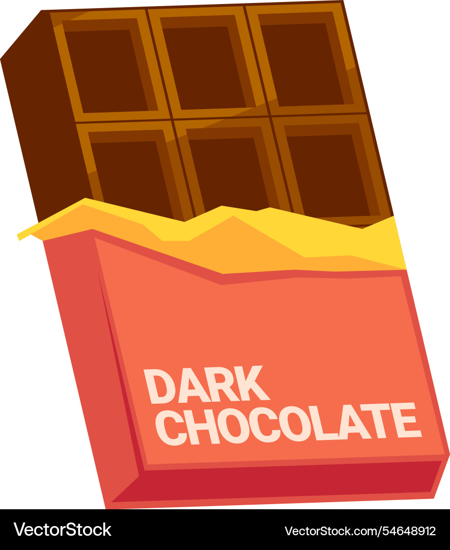 Bar of wrapped dark chocolate Royalty Free Vector Image