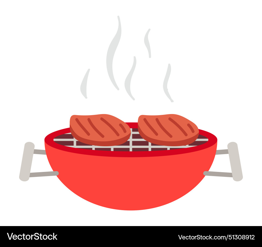 Barbeque grill in flat design barbecue round Vector Image