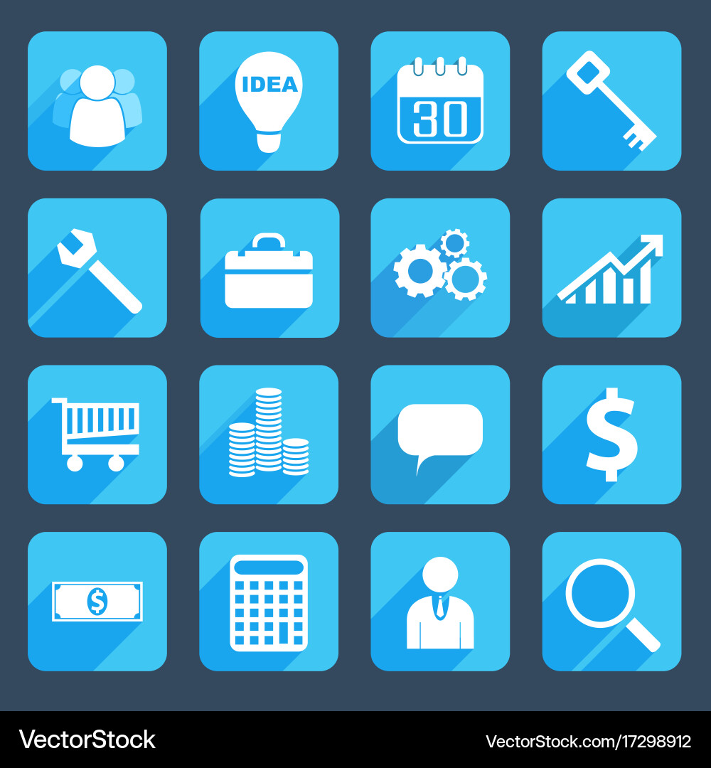 Business Icon Set - Blue Royalty Free Vector Image