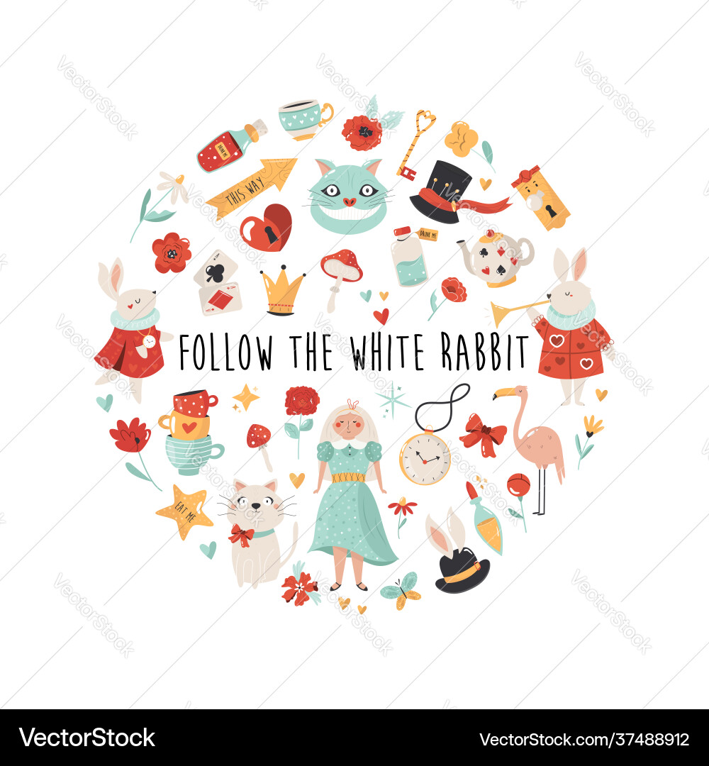 Colorful compositions with characters alice Vector Image