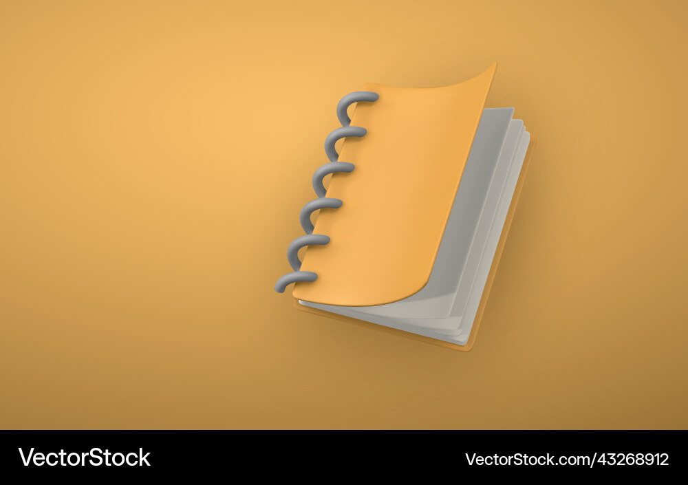 Cute cartoon notepad and pencil realistic 3d Vector Image
