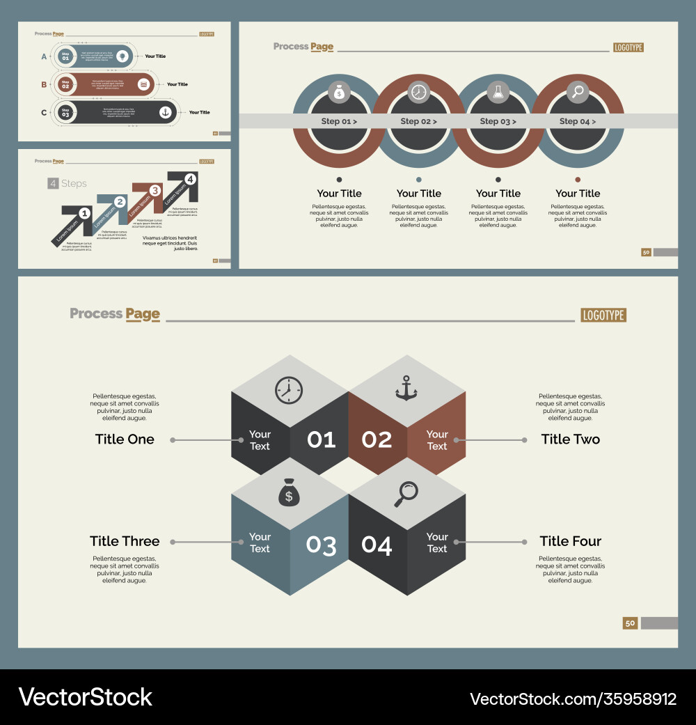 Four training slide templates set Royalty Free Vector Image Four training slide templates set Royalty Free Vector Image