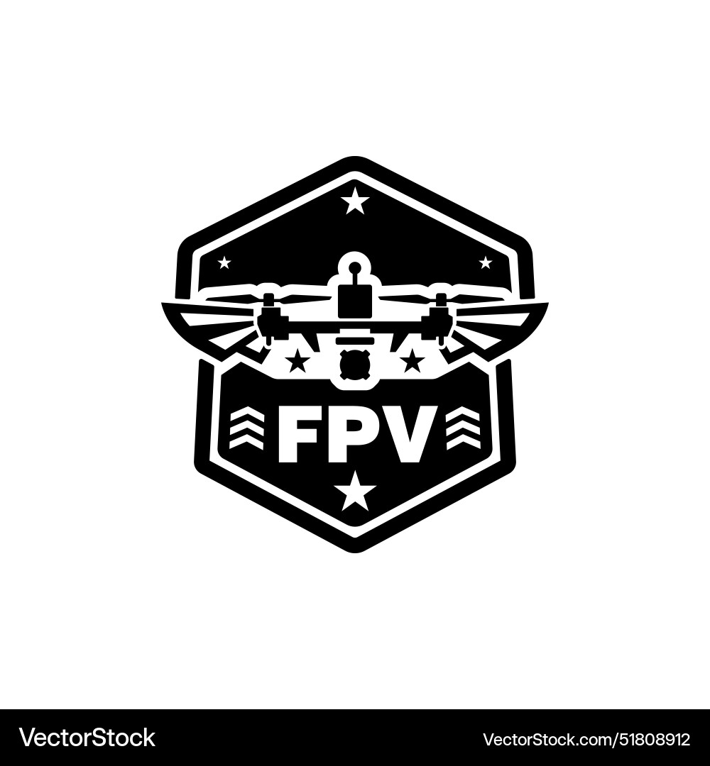 Fpv drone logo modern bomber black icon Royalty Free Vector
