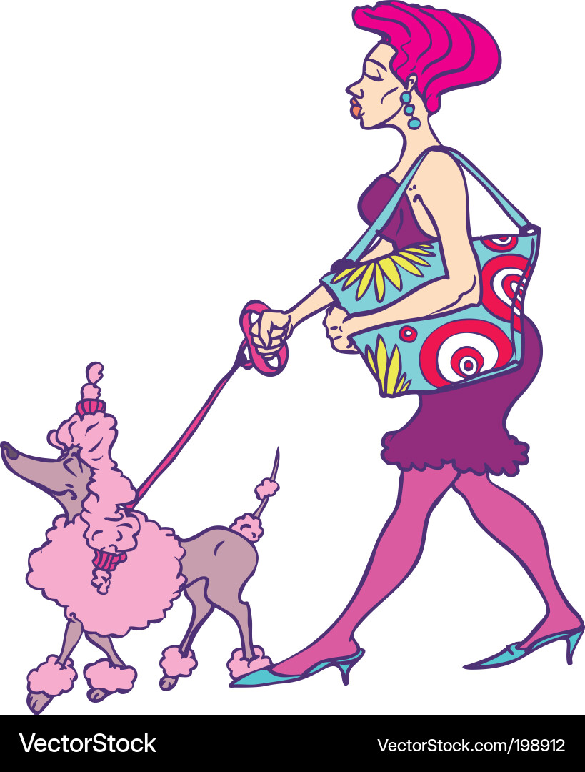 Lady and poodle Royalty Free Vector Image - VectorStock