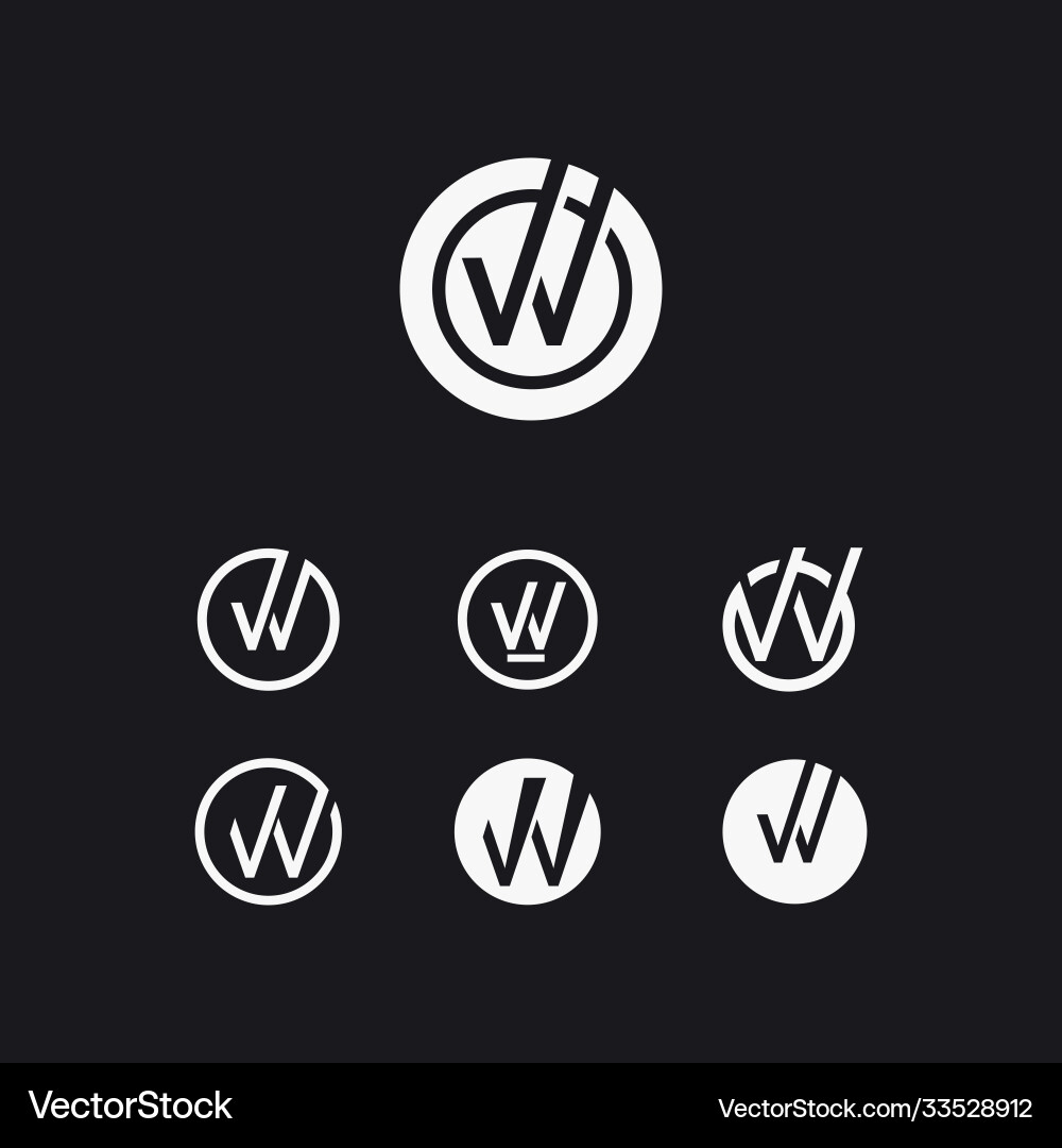 Letter w check mark logo icon template set Vector Image