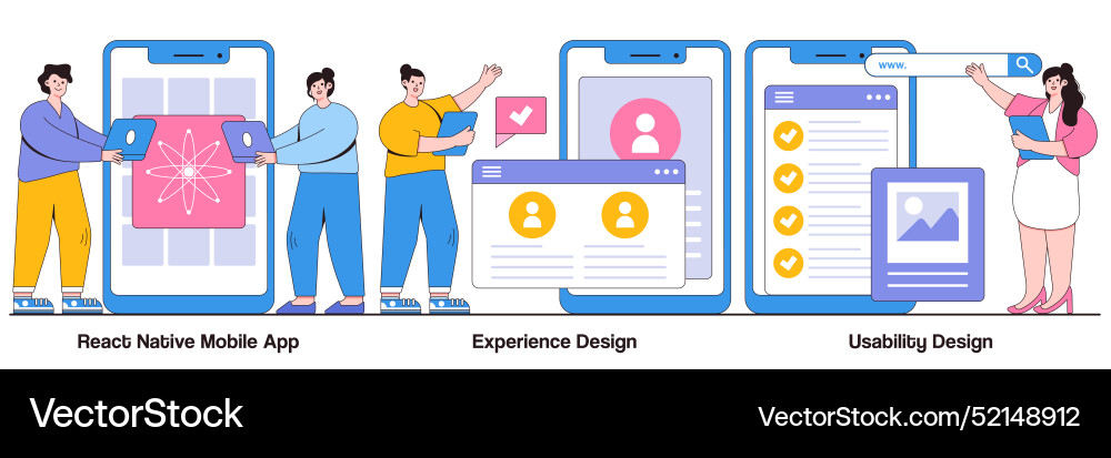 React native mobile app experience design Vector Image