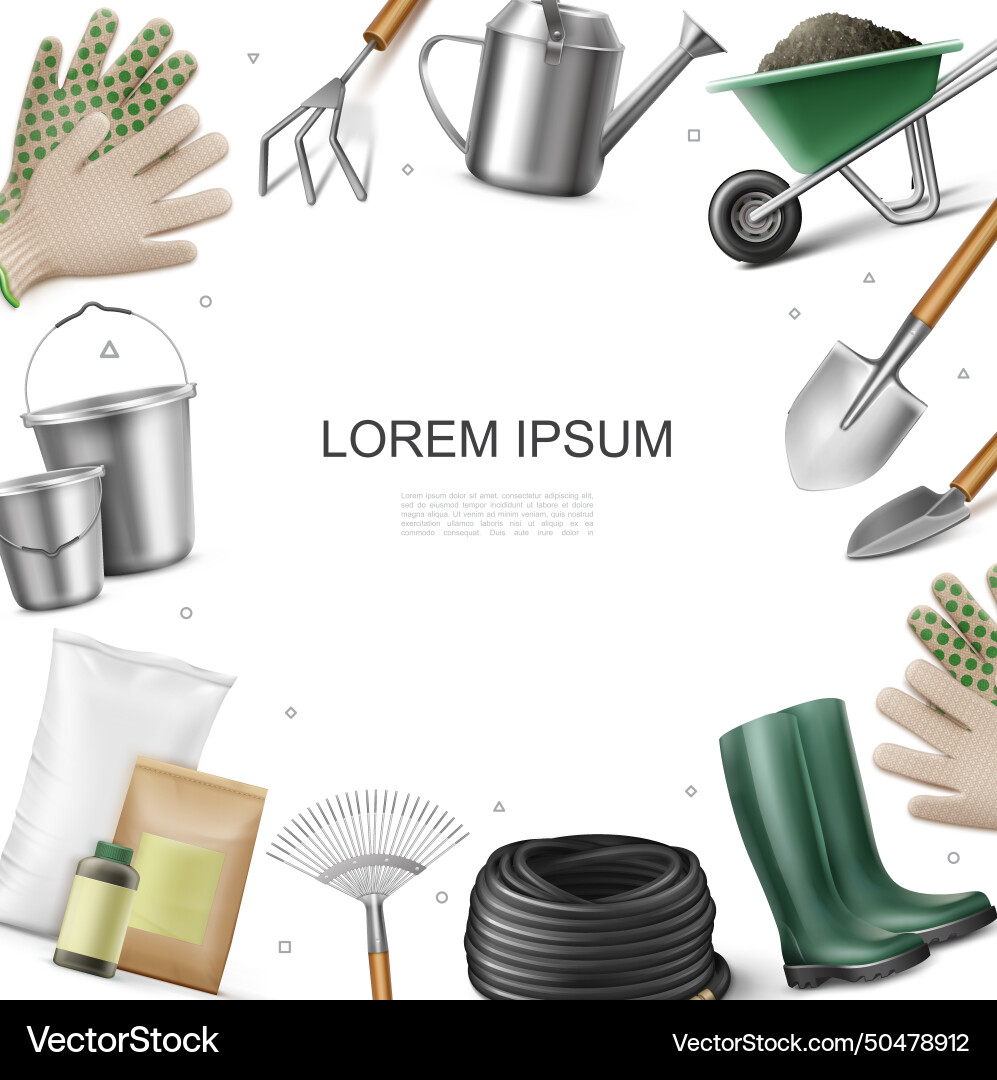 Realistic garden equipment template Royalty Free Vector
