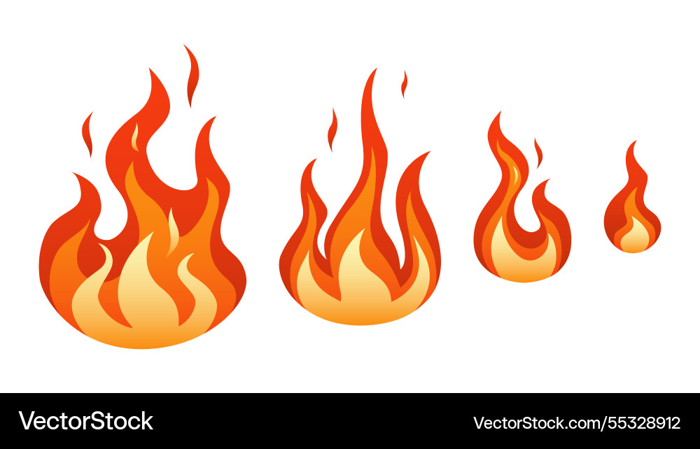 Stages of burning fire ignition Royalty Free Vector Image