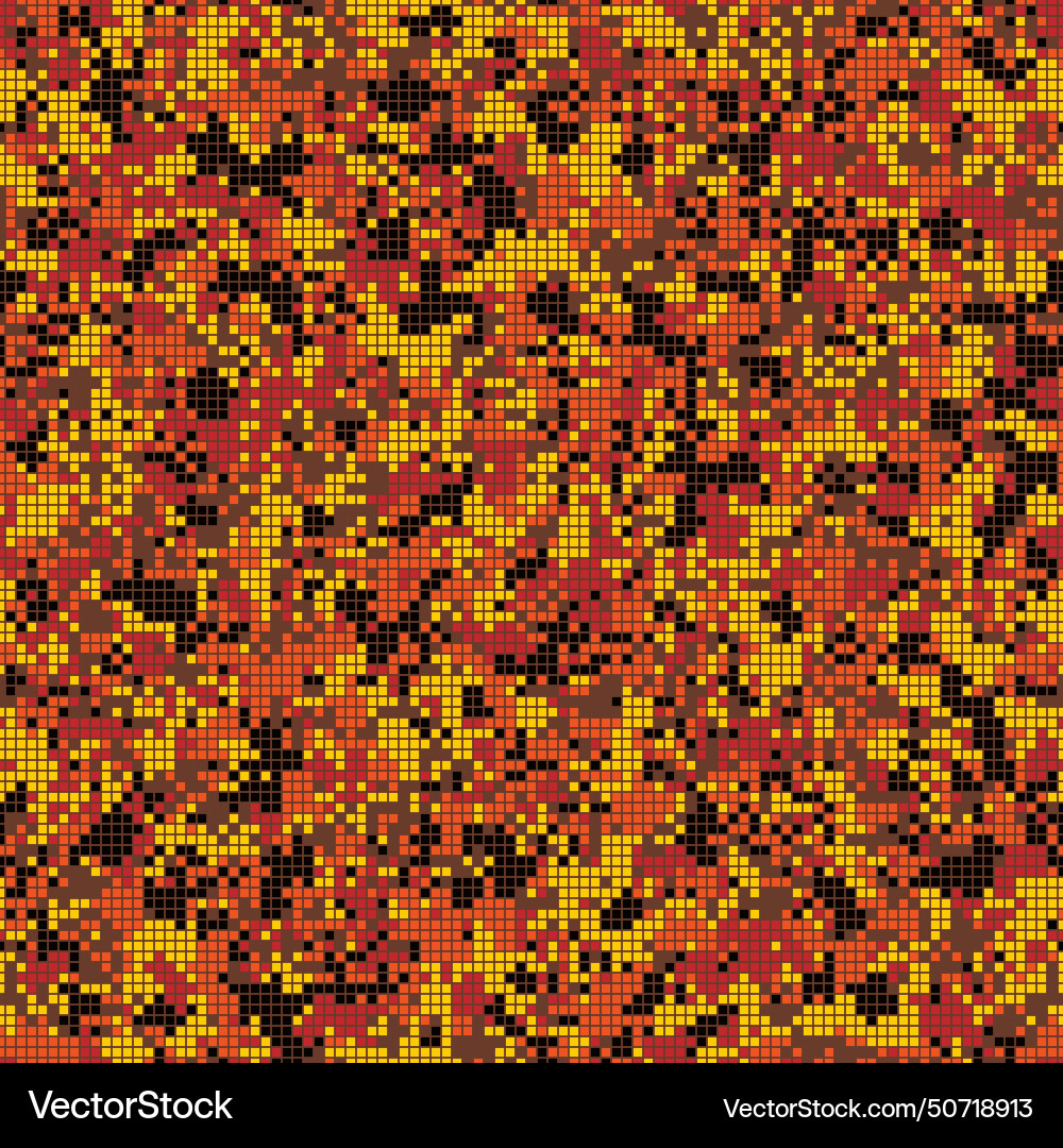 Camouflage seamless pattern with pixelized endless