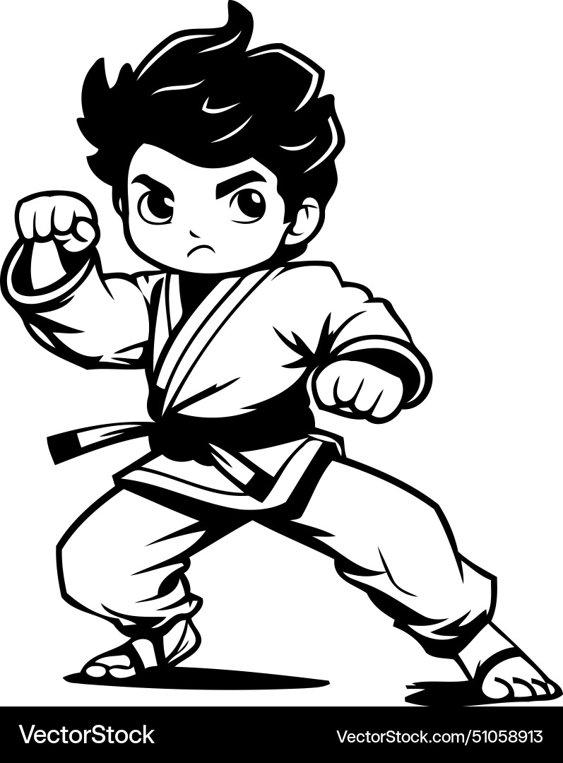 Karate boy cartoon character Royalty Free Vector Image