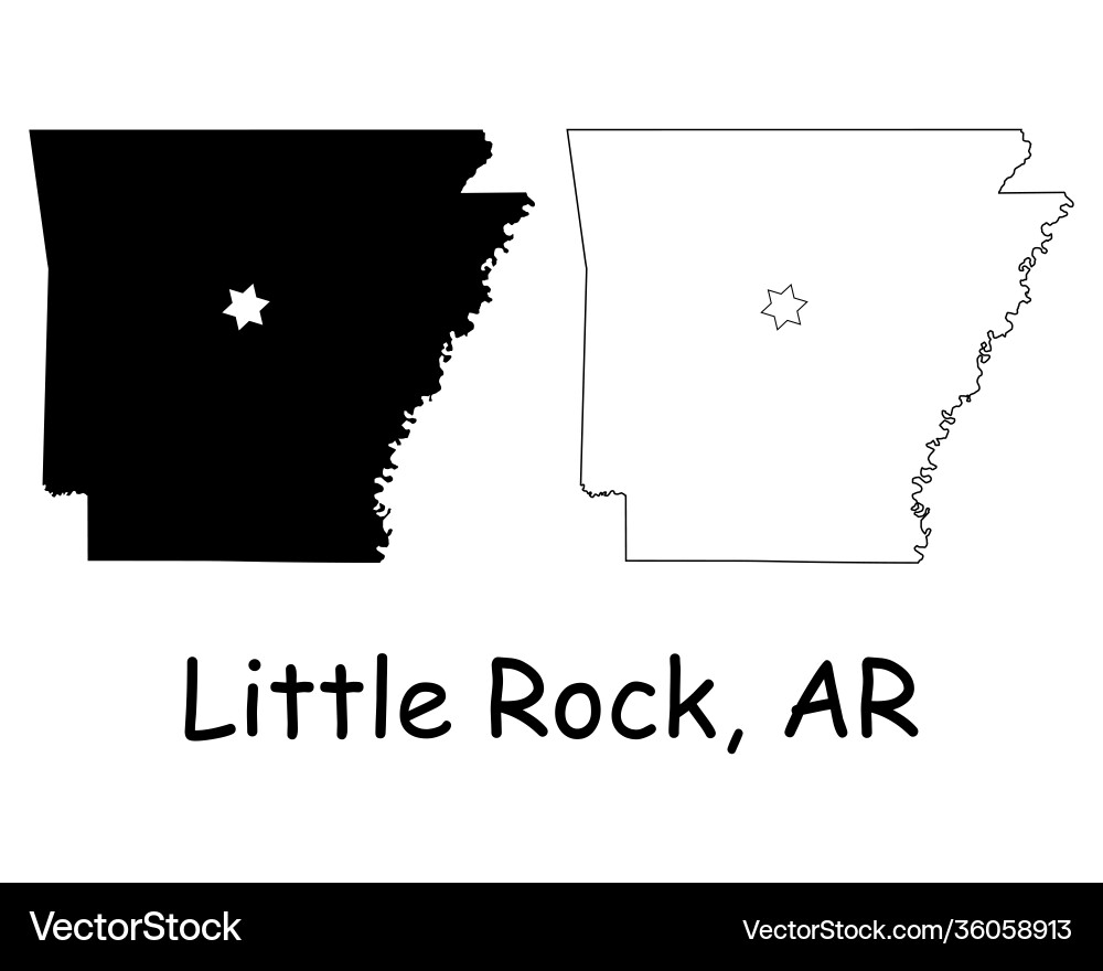 Little rock arkansas ar state border usa map Vector Image