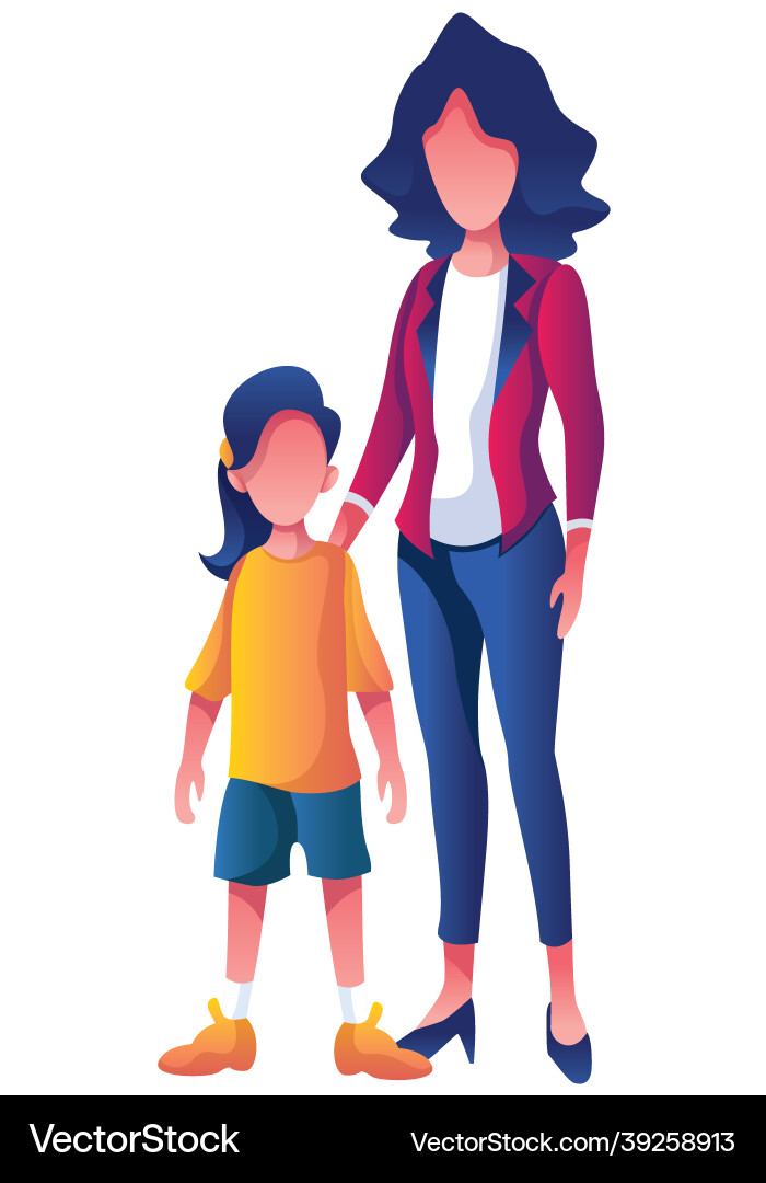 Mother and daughter on white background Royalty Free Vector