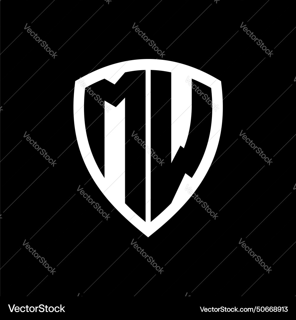 Mw monogram logo with bold letters shield shape Vector Image