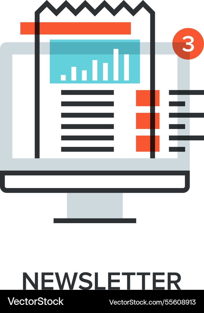 Newsletter flat line icon design concept Vector Image