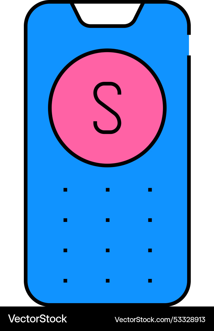 Phone with sos button icon color Royalty Free Vector Image