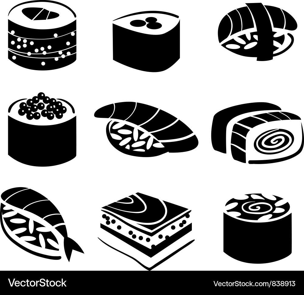 Set of sushi Royalty Free Vector Image - VectorStock