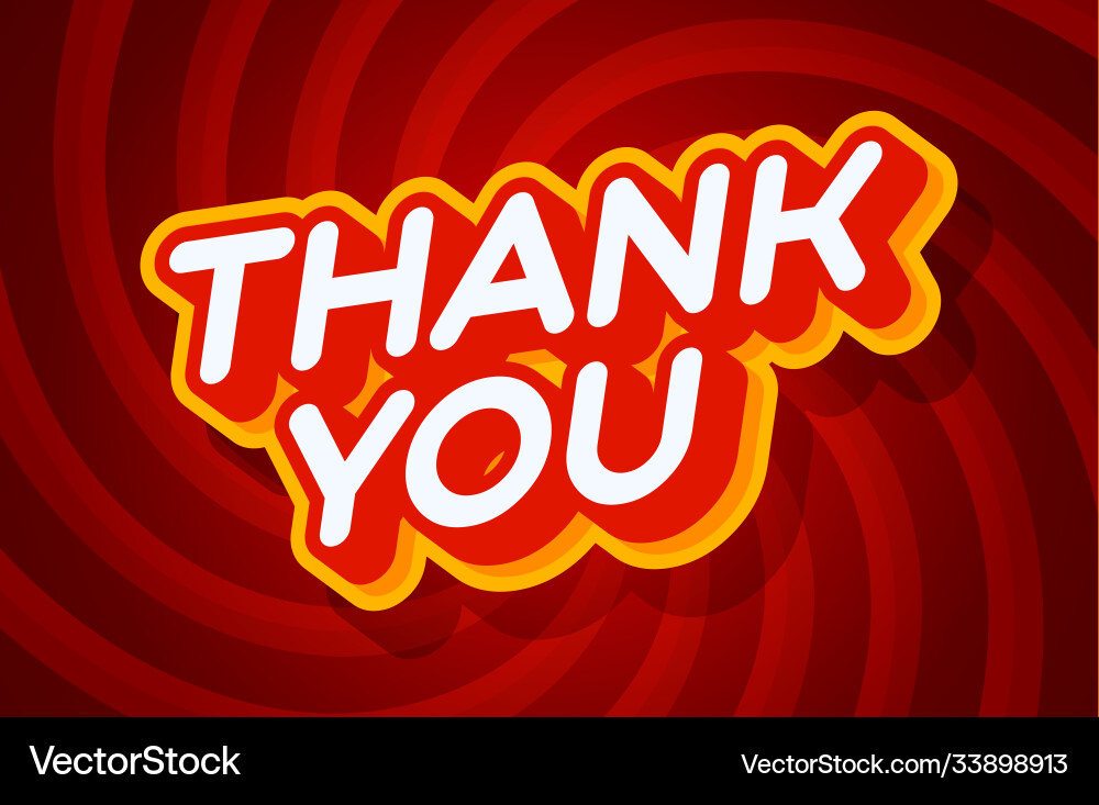 Thank you red and yellow text effect template Vector Image