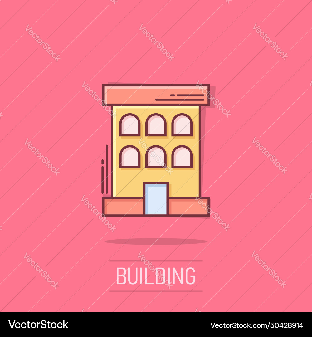 Building icon in comic style town skyscraper Vector Image