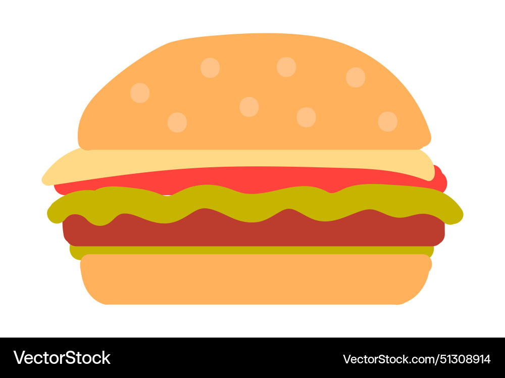 Burger or cheeseburger in flat design american Vector Image