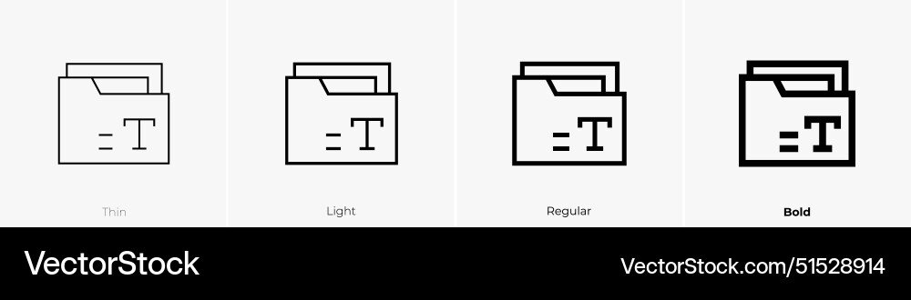 Font icon thin light regular and bold style Vector Image