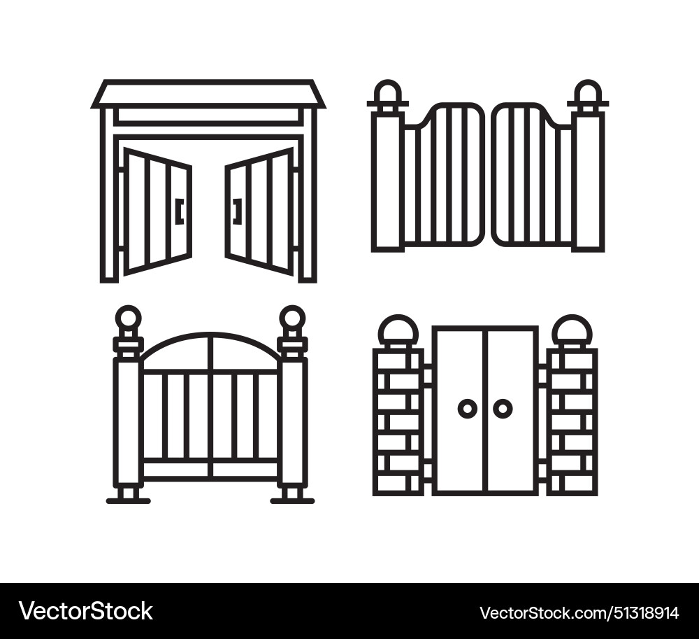 Gate and fence icons Royalty Free Vector Image