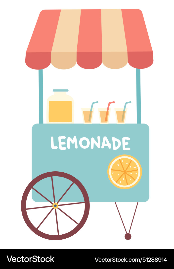 Lemonade booth in flat design street cold drink Vector Image
