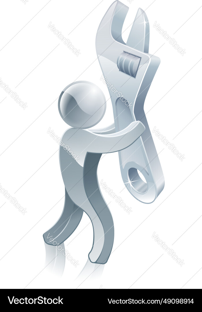 Person with giant spanner Royalty Free Vector Image