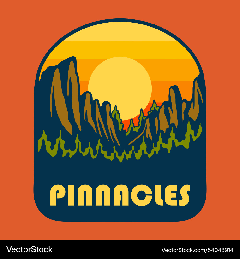 Sunset on pinnacles national park badge logo Vector Image