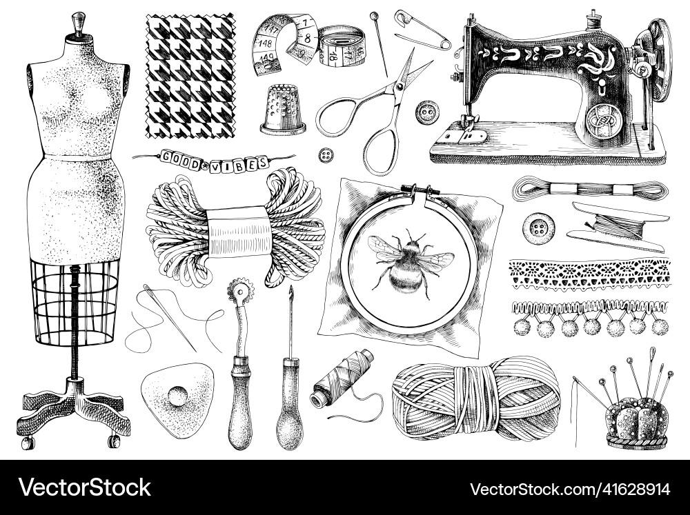 Vintage Sewing Kit - Retro Style Royalty Free Vector Image