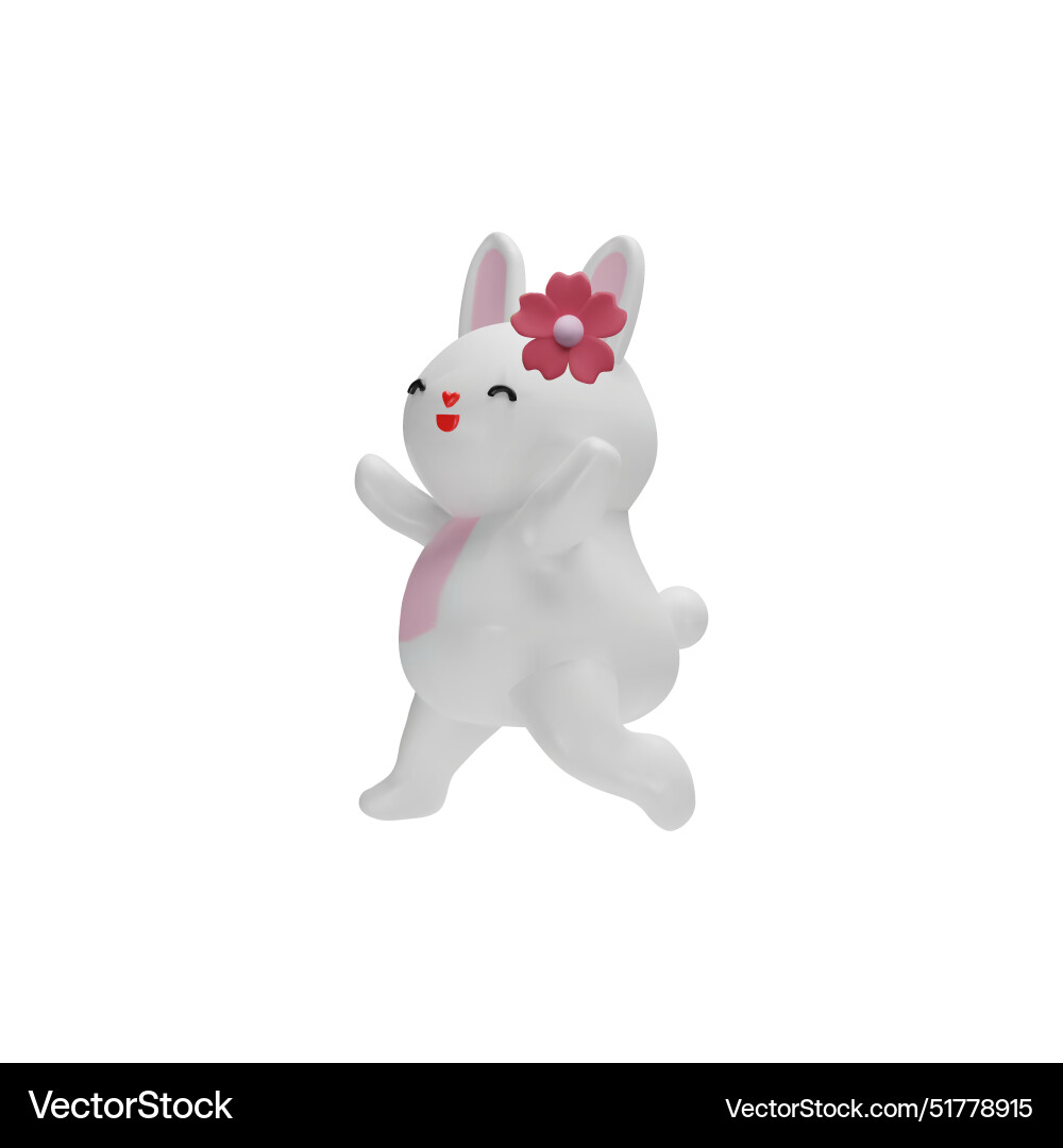 3d of a happy walking rabbit Royalty Free Vector Image