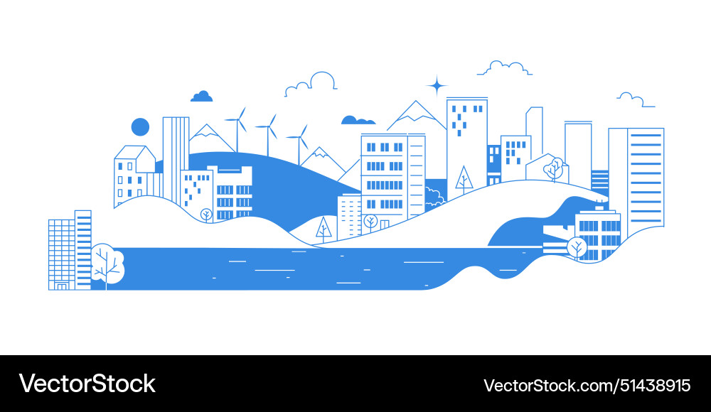 City landscape with buildings Royalty Free Vector Image