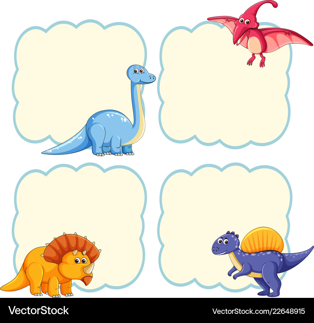 Cute dinosaur frame template Royalty Free Vector Image