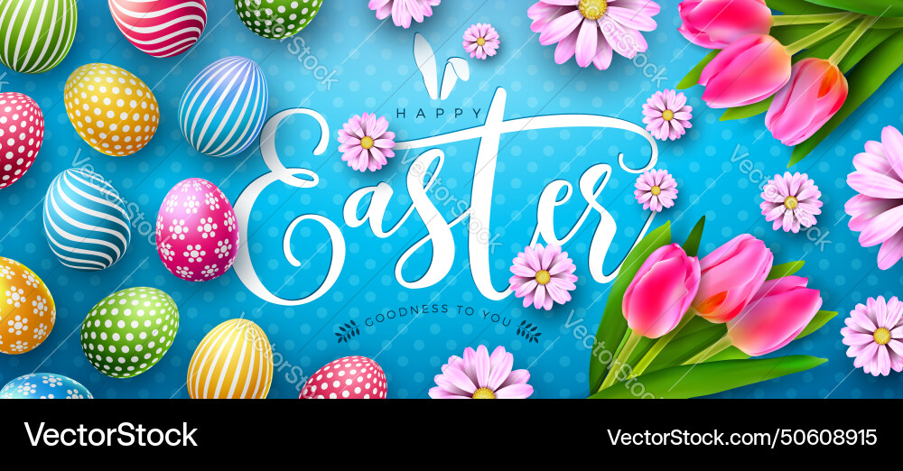 Happy easter holiday design with painted egg Vector Image