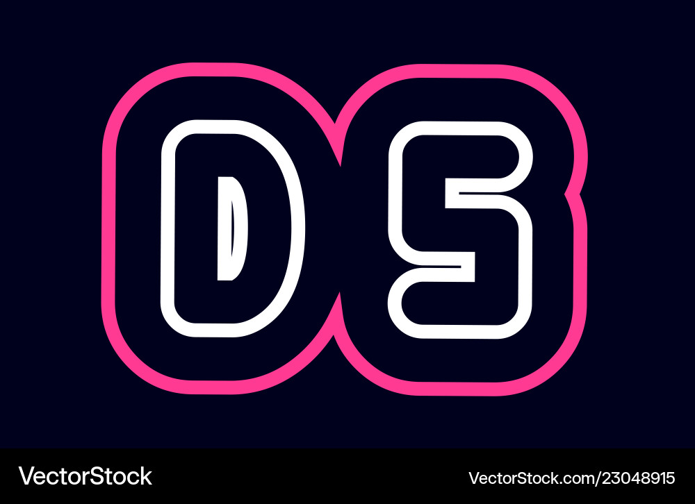 Pink white blue alphabet combination letter ds d Vector Image