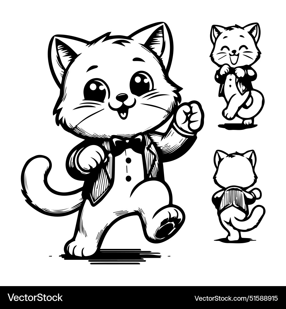 Set of cute cat hand drawn Royalty Free Vector Image