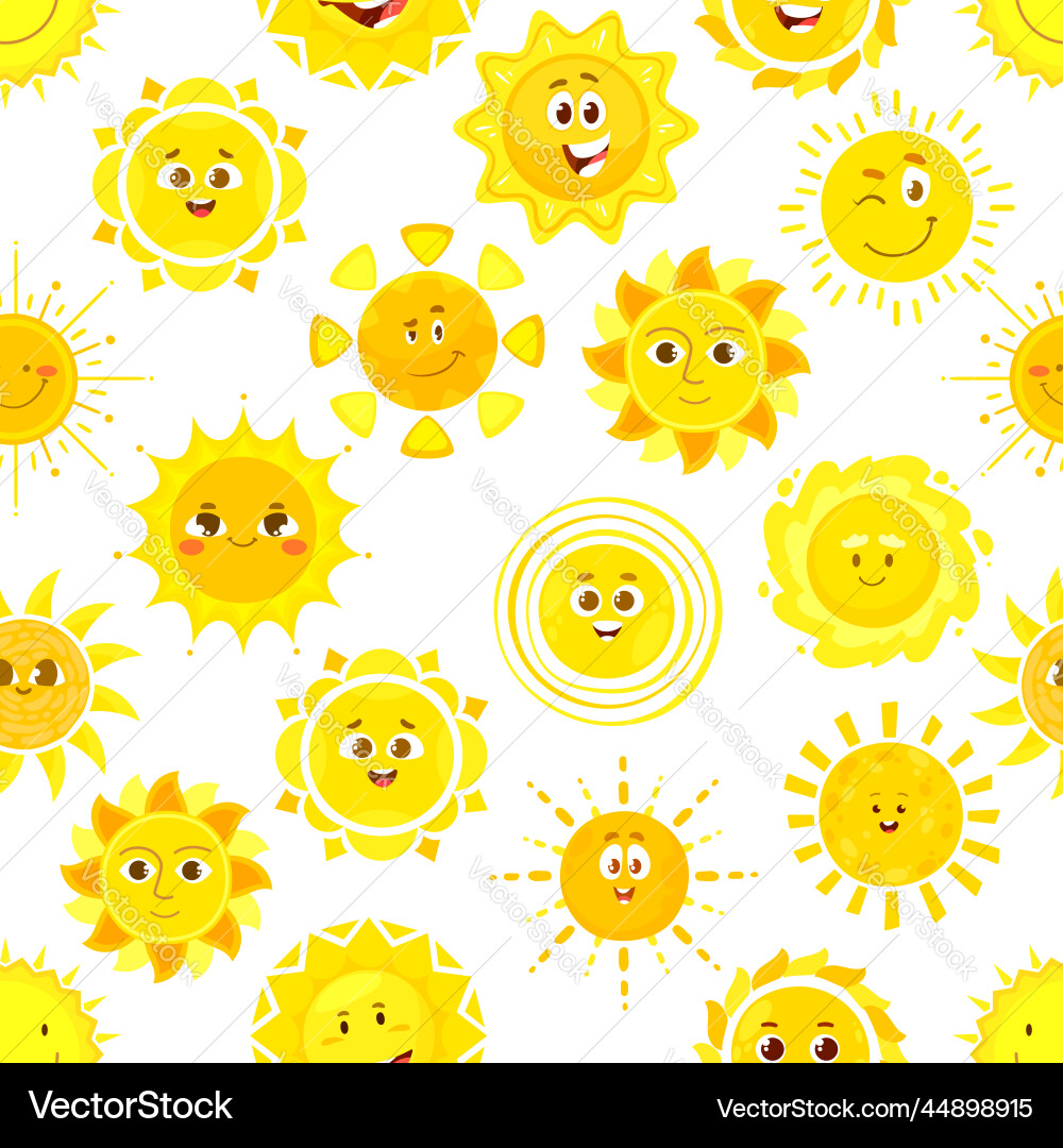 Sun characters seamless pattern background Vector Image