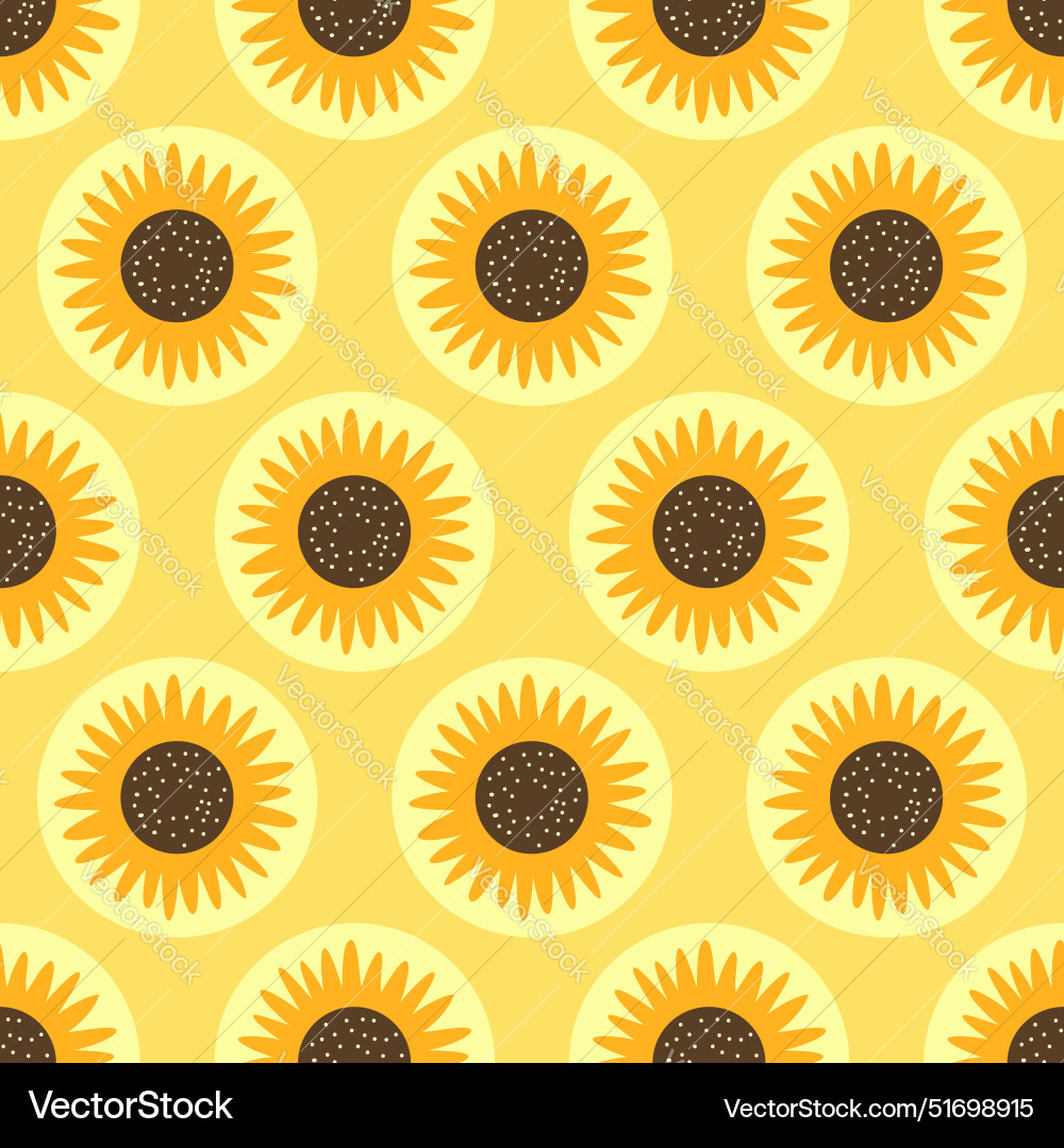 Sunflower circle retro yellow simple pattern Vector Image