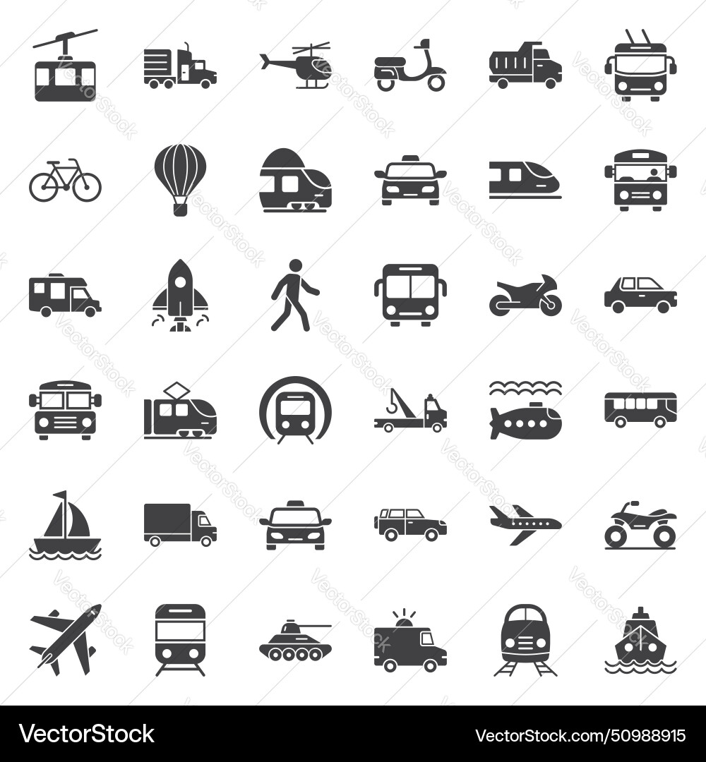 Transport icons set in flat style transportation Vector Image