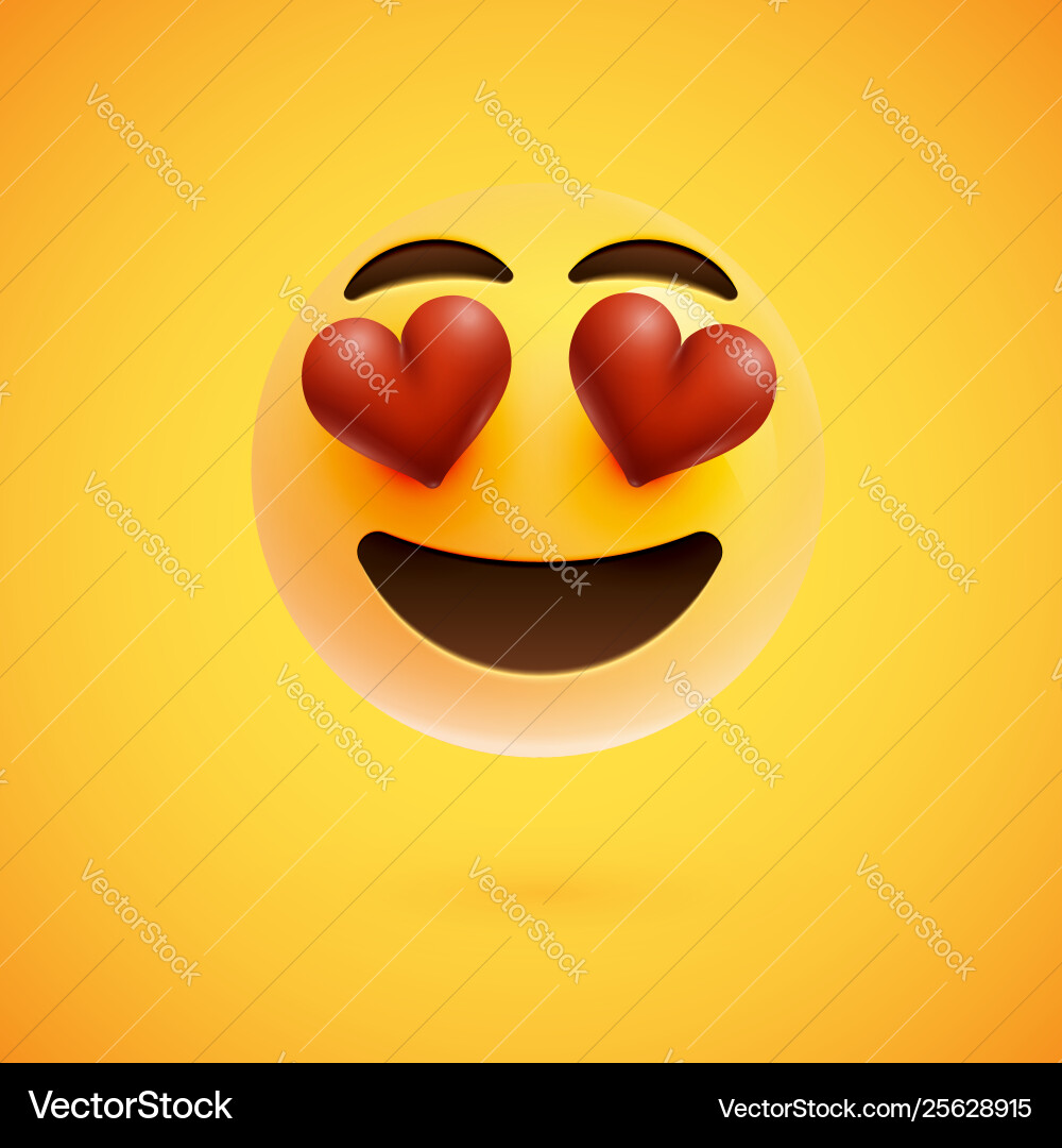 Yellow realistic emoticon smiley face Royalty Free Vector