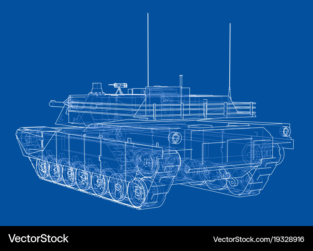 Blueprint of realistic tank Royalty Free Vector Image