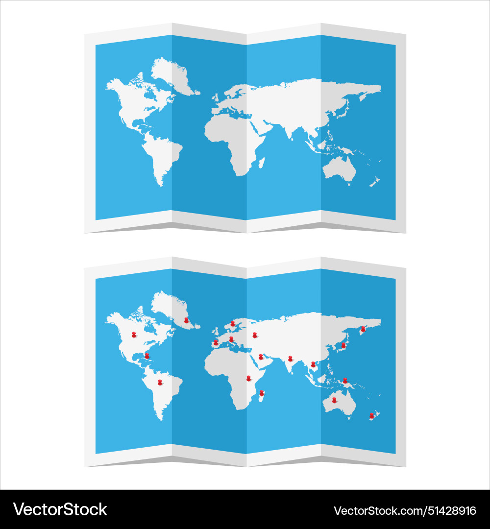 Folded world map Royalty Free Vector Image - VectorStock