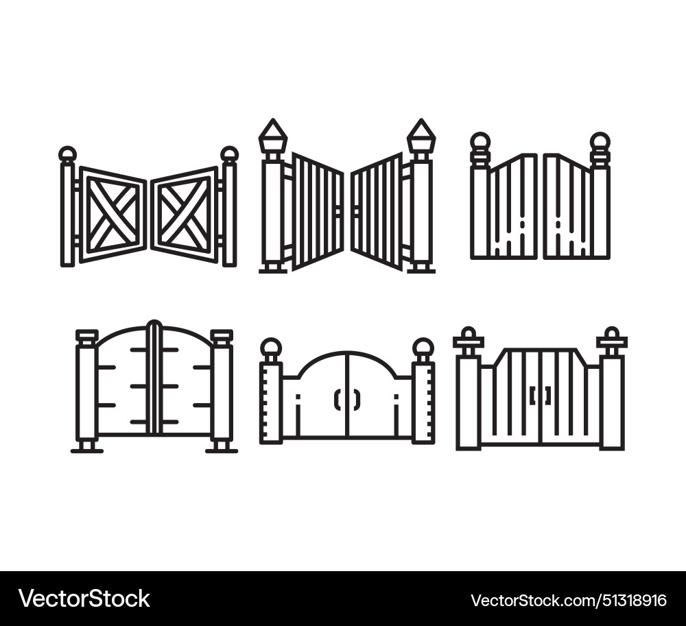 Gate and fence icons Royalty Free Vector Image