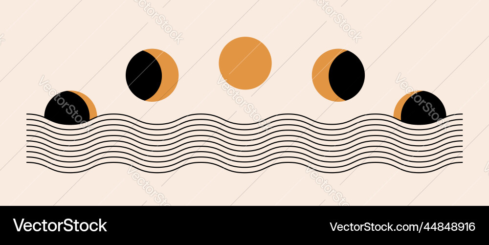 Moon and waves Royalty Free Vector Image - VectorStock