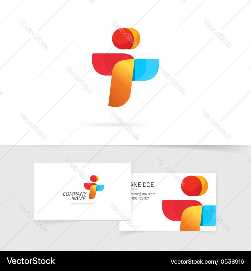 Two element abstract logo and business card Vector Image